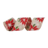 China Single Face Wired Edge Burlap Ribbon MSD Ribbons 2.5 Inch Bulk Christmas Ribbon for sale