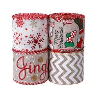 China MSD Holiday Decorations 2.5 Inch Burlap Ribbon for Christmas Occasion Wired Edge for sale