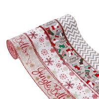 China MSD Holiday Decorations 2.5 Inch Burlap Ribbon for Christmas Occasion Wired Edge for sale