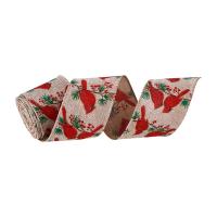 China 2 1/2'' Width Christmas Decoration Wired Edge Ribbons Polyester Fabric Craft Ribbon for sale