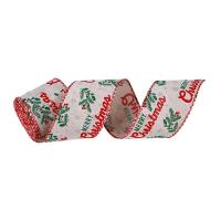 China 2 1/2'' Width Christmas Decoration Wired Edge Ribbons Polyester Fabric Craft Ribbon for sale