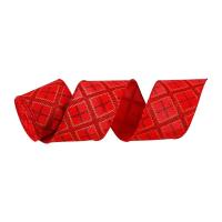 China 2.5 Inch Red Burlap Christmas Wired Edge Ribbons Must-Have for Wreath Bow Decoration for sale