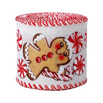 China Printed Wired Edge Burlap Ribbon for Christmas Decoration and Wrapping by MSD Ribbons for sale
