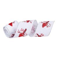 China MSD Ribbons Christmas Printed Wreath 2.5 Inch Burlap Ribbon with Single Face Design for sale