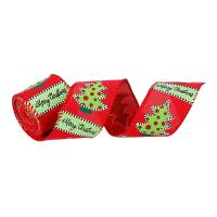 China MSD 63mm 2.5inch Single Face Burlap Wired Ribbon for OEM Customized Christmas Ribbons for sale