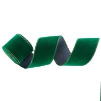 China Printed Velvet Wired Edge Ribbon for Red Green Craft Fabric Wrapping at Christmas Bow for sale