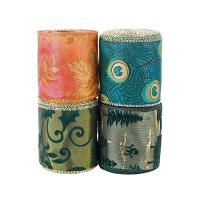 China MSD Wired Edge Ribbons for Crafts Customized Polyester Fabric Christmas Decorative for sale