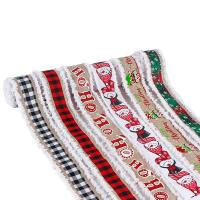 China Wired Edge Burlap Ribbon 2.5 Inch Width for Christmas Tree Decoration and DIY Wreaths for sale