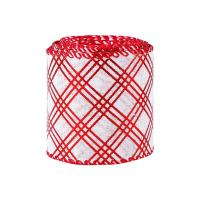 China MSD Company 2.5 Inch White Ribbon with Multi Line Plaid Christmas Ribbon Roll OEM ODM for sale