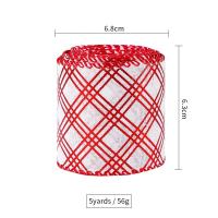 China MSD Company 2.5 Inch White Ribbon with Multi Line Plaid Christmas Ribbon Roll OEM ODM for sale