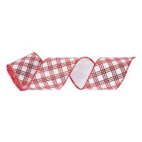 China MSD Company 2.5 Inch White Ribbon with Multi Line Plaid Christmas Ribbon Roll OEM ODM for sale