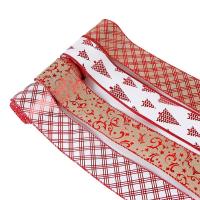 China MSD Company 2.5 Inch White Ribbon with Multi Line Plaid Christmas Ribbon Roll OEM ODM for sale