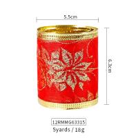 China Christmas Ribbon MSD Red Organza Ribbon With Gold Edge And Christmas Flower Pattern for sale