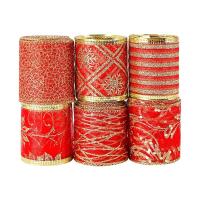 China Christmas Ribbon MSD Red Organza Ribbon With Gold Edge And Christmas Flower Pattern for sale