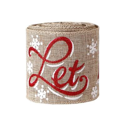 China Single Face Wired Edge Burlap Ribbon with Snowflake Pattern Christmas Ribbon from MSD for sale