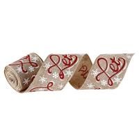 China Single Face Wired Edge Burlap Ribbon with Snowflake Pattern Christmas Ribbon from MSD for sale