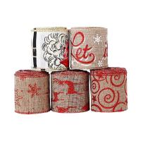 China Single Face Wired Edge Burlap Ribbon with Snowflake Pattern Christmas Ribbon from MSD for sale