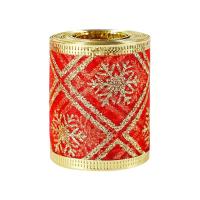 China Wired Gold Edge Ribbon With Snowflake Sequin Christmas Organza Ribbon By The Roll for sale