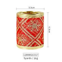 China Wired Gold Edge Ribbon With Snowflake Sequin Christmas Organza Ribbon By The Roll for sale