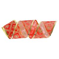 China Wired Gold Edge Ribbon With Snowflake Sequin Christmas Organza Ribbon By The Roll for sale
