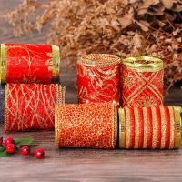 China Wired Gold Edge Ribbon With Snowflake Sequin Christmas Organza Ribbon By The Roll for sale