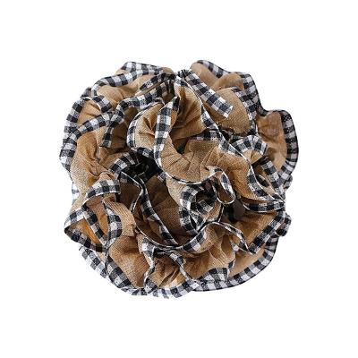 China MSD Ribbon Black And White Wire Edge Burlap Large Intestine Roll Christmas Fireplace for sale