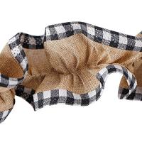 China MSD Ribbon Black And White Wire Edge Burlap Large Intestine Roll Christmas Fireplace for sale