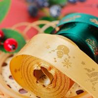 China Hot Stamping Gold Printing Snowman Pattern Ribbon Polyester for Holiday Wrapping for sale