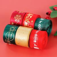 China Hot Stamping Gold Printing Snowman Pattern Ribbon Polyester for Holiday Wrapping for sale