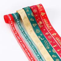 China Hot Stamping Gold Printing Snowman Pattern Ribbon Polyester for Holiday Wrapping for sale
