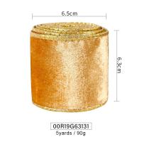 China Wire Edge Velvet Ribbon 6.3 cm Gold Merry Christmas Decoration for Seasonal Packaging for sale