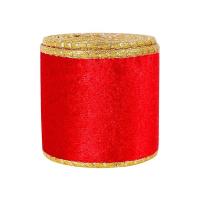 China MSD 6.3 cm Gold Wire Edge Red Color Velvet Ribbon Ideal for Christmas Tree Decoration for sale