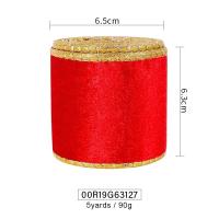 China MSD 6.3 cm Gold Wire Edge Red Color Velvet Ribbon Ideal for Christmas Tree Decoration for sale