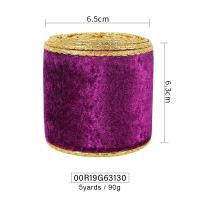 China 6.3 cm Gold Wire Edge Purple Color Velvet Ribbon Rolls for Christmas Gift Decoration for sale