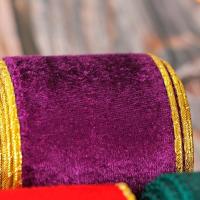 China 6.3 cm Gold Wire Edge Purple Color Velvet Ribbon Rolls for Christmas Gift Decoration for sale