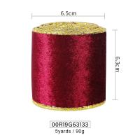 China Single Face MSD Ribbon 6.3 cm Gold Wire Edge Velvet Vintage Christmas Ribbon Merry Christmas 63mm for sale