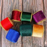 China Single Face MSD Ribbon 6.3 cm Gold Wire Edge Velvet Vintage Christmas Ribbon Merry Christmas 63mm for sale