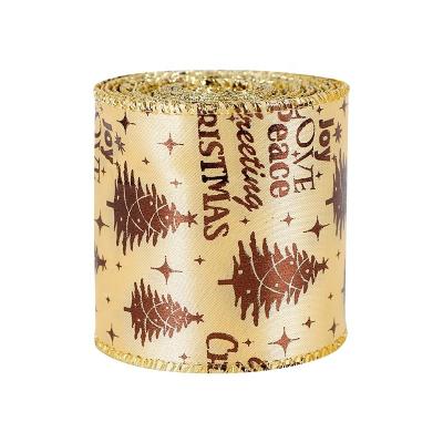 China MSD Ribbon Holiday Decoration Wire Edge Yellow Satin Ribbon for Christmas Decoration for sale