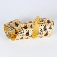 China MSD Ribbon Holiday Decoration Wire Edge Yellow Satin Ribbon for Christmas Decoration for sale