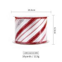 China Christmas Wired Edge Glitter Burlap Ribbon Wire Roll Gold Christmas Design Custom Logo for sale