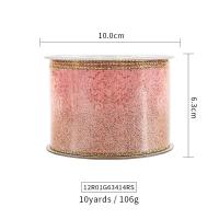 China Christmas Wired Edge Glitter Burlap Ribbon Wire Roll Gold Christmas Design Custom Logo for sale