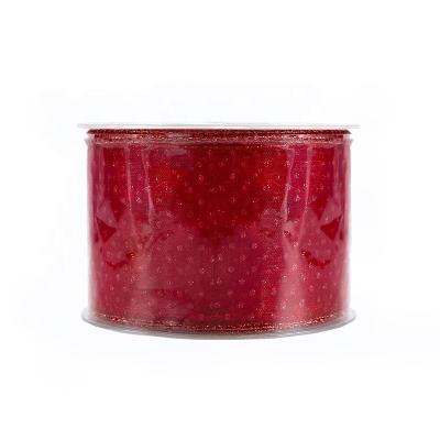 China 10 Yards Wired Edge Red Glitter Burlap Christmas Ribbon Sustainable and Festive Touch for sale