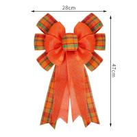 China Thanksgiving Burlap Bows for Autumn Yellow Orange Plaid Bows Farmhouse Wreath Decoration for sale