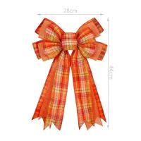 China Thanksgiving Burlap Bows for Autumn Yellow Orange Plaid Bows Farmhouse Wreath Decoration for sale
