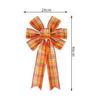 China Floral Style Polyester Ribbon Bows in Orange Plaid for Halloween Day Thanksgiving Day for sale