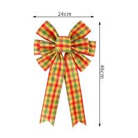 China Floral Style Polyester Ribbon Bows in Orange Plaid for Halloween Day Thanksgiving Day for sale