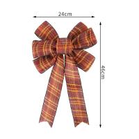 China Floral Style Polyester Ribbon Bows in Orange Plaid for Halloween Day Thanksgiving Day for sale