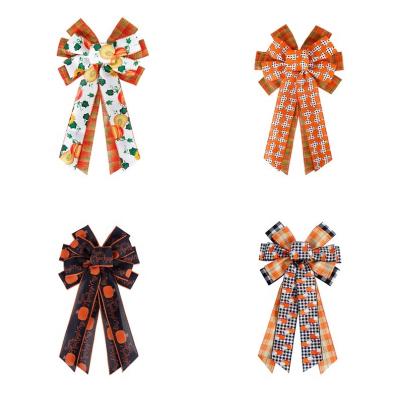 China Rustic Thanksgiving Wreath Bow Handmade Burlap Bow for Indoor/Outdoor Decoration for sale