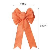 China Handmade Wire Twist Tie Jute Bow Pre-Tied Burlap Bow for Christmas Tree Decoration for sale