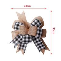 China Handmade Wire Twist Tie Jute Bow Pre-Tied Burlap Bow for Christmas Tree Decoration for sale